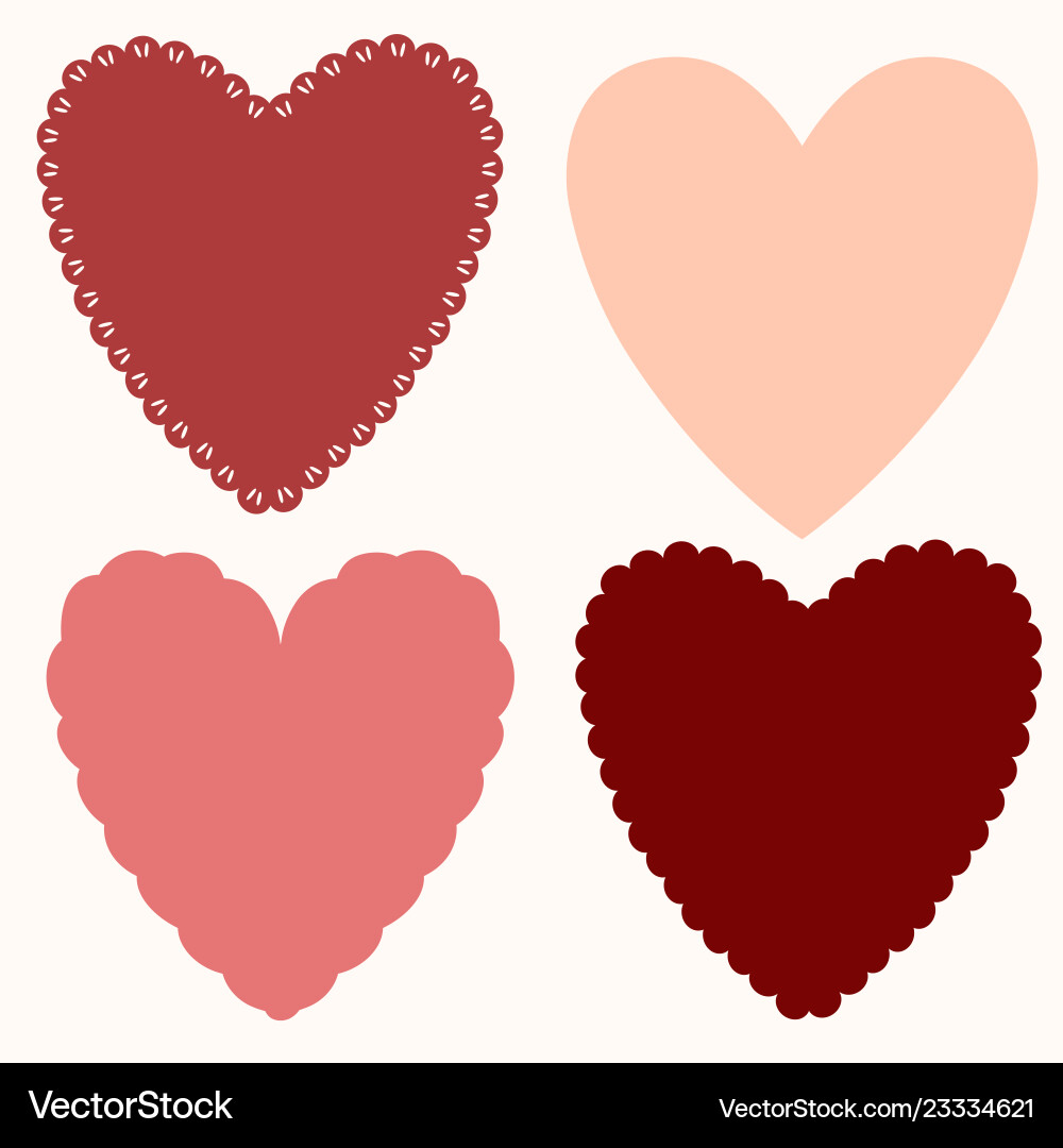 Set of basic shapes hearts for napkins cards Vector Image