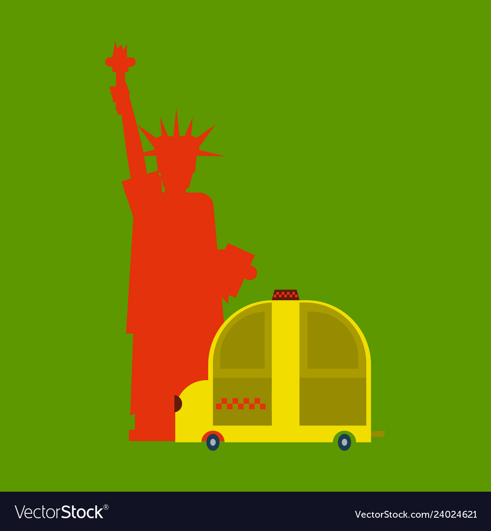 Statue of liberty and taxi new york landmark Vector Image