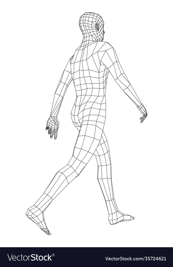 Wireframe walking man Royalty Free Vector Image