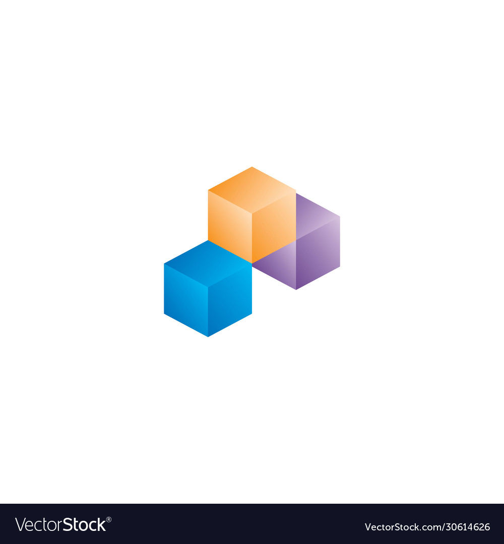 3d abstract square cube stacked boxes logo Vector Image