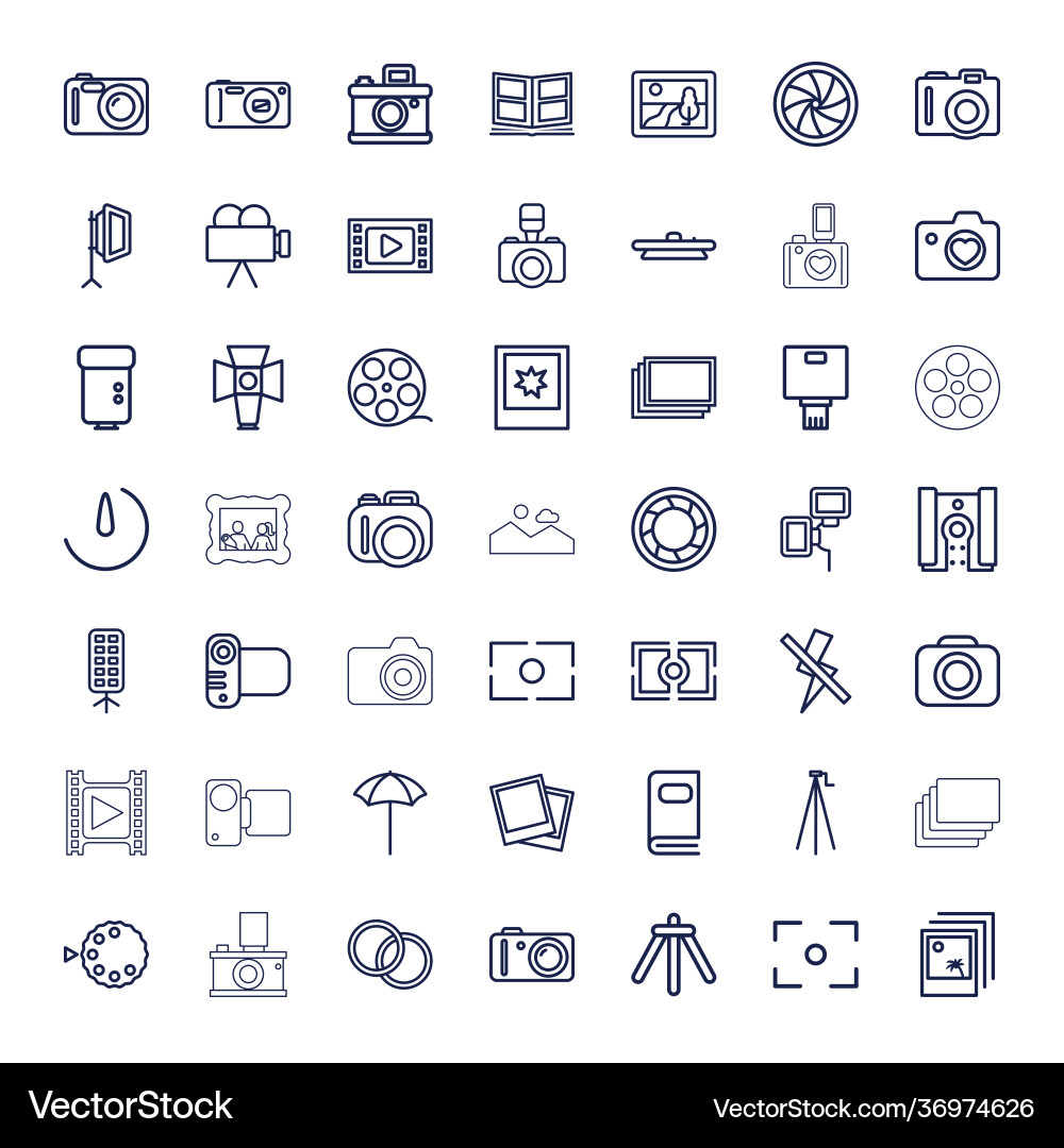 49 photography icons Royalty Free Vector Image