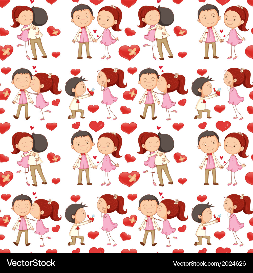 A seamless design of lovers Royalty Free Vector Image