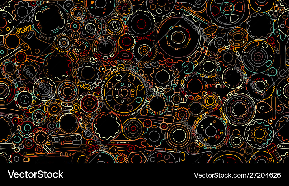 Auto spare parts and gears seamless pattern Vector Image