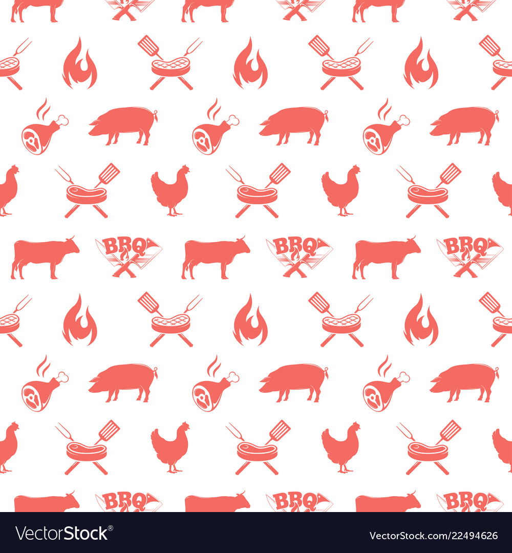 Bbq seamless pattern with barbecue grill elements Vector Image