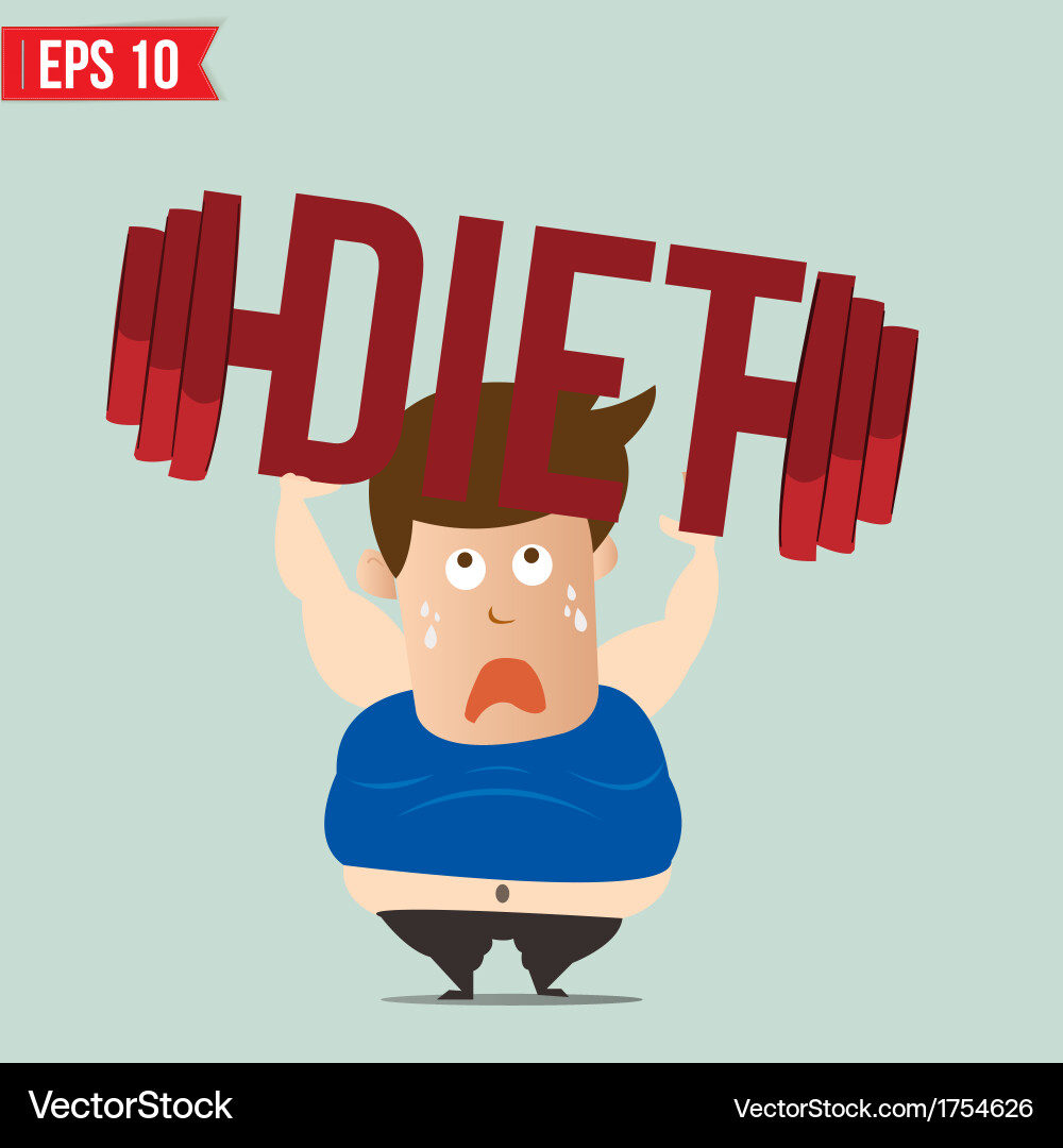 Cartoon lifting barbell for diet - - eps10 Vector Image