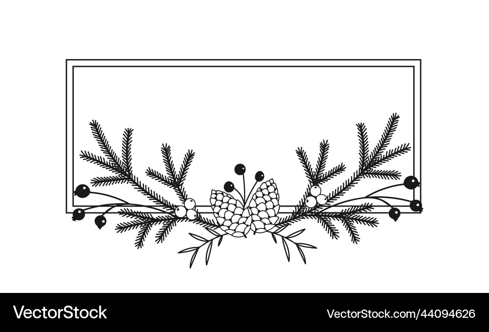 Christmas square floral frame on white background Vector Image