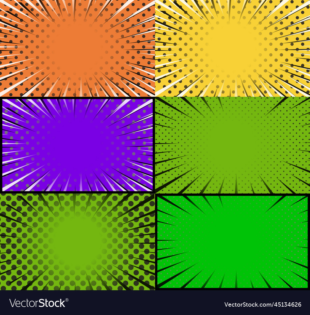 Comic book colorful frames background with rays Vector Image