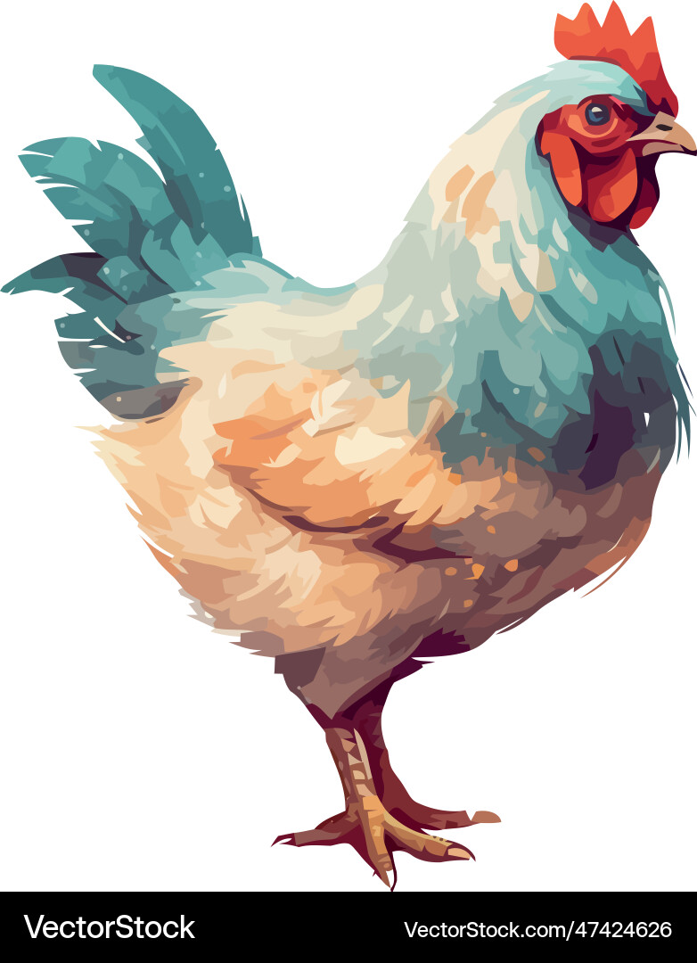 Cute bantam rooster standing Royalty Free Vector Image