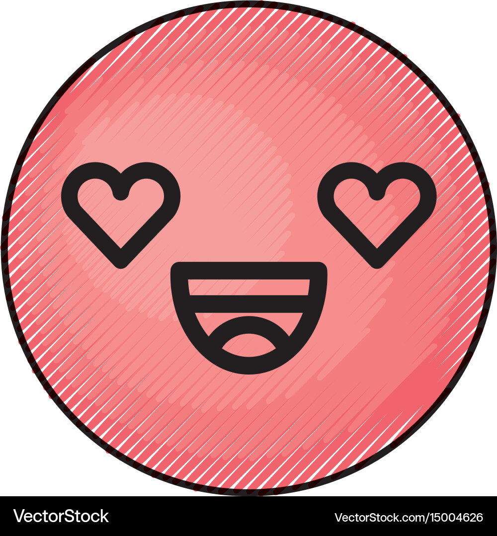 Cute red kawaii emoticon face Royalty Free Vector Image