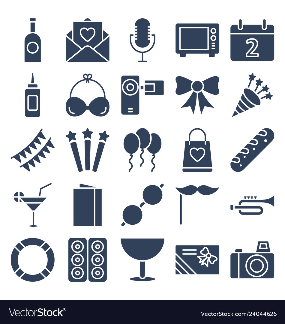 Event celebration party icons Royalty Free Vector Image