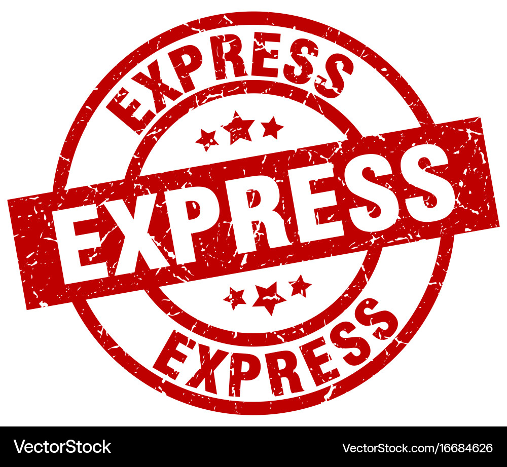 Express round red grunge stamp Royalty Free Vector Image