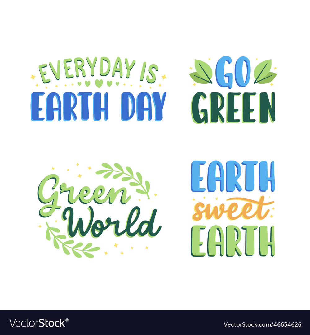 Hand drawn lettering set earth day celebration Vector Image