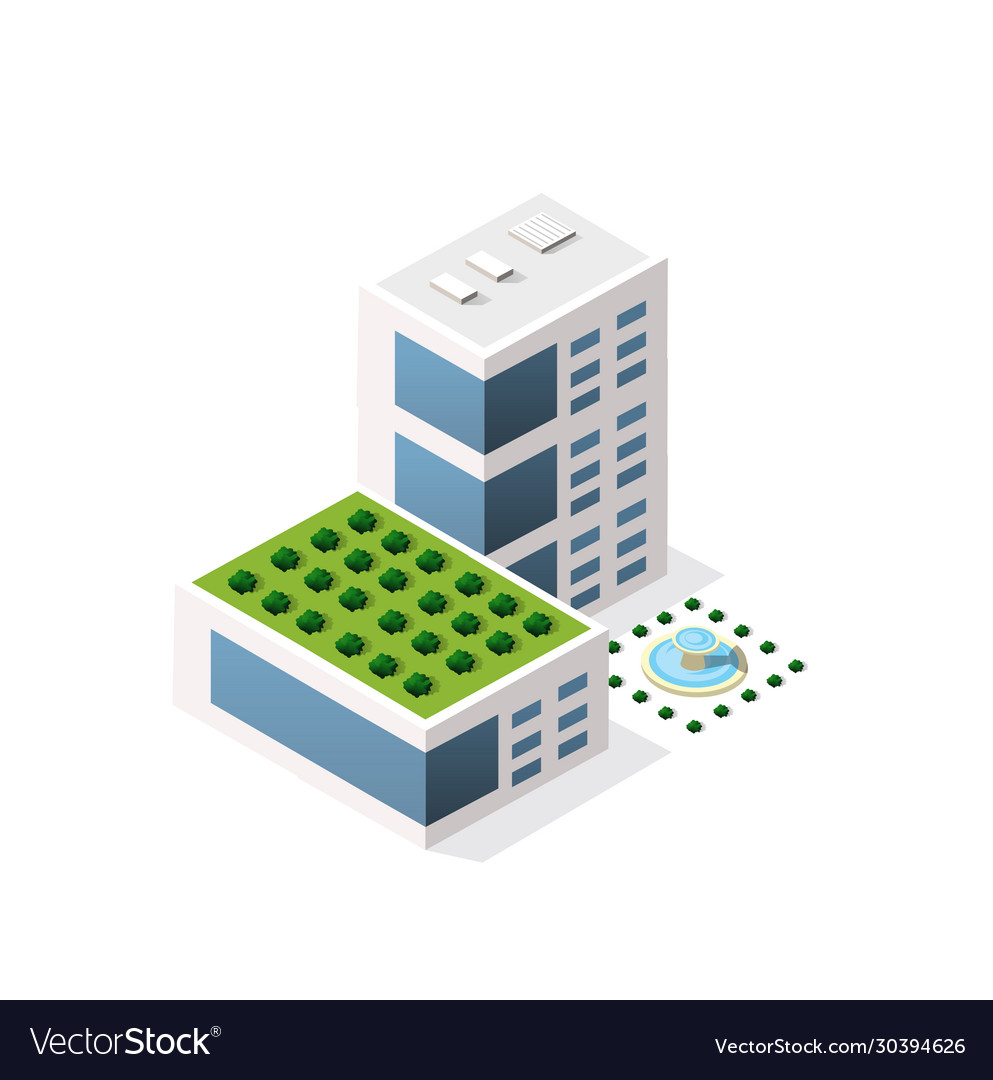 Isometric 3d module block district part Royalty Free Vector