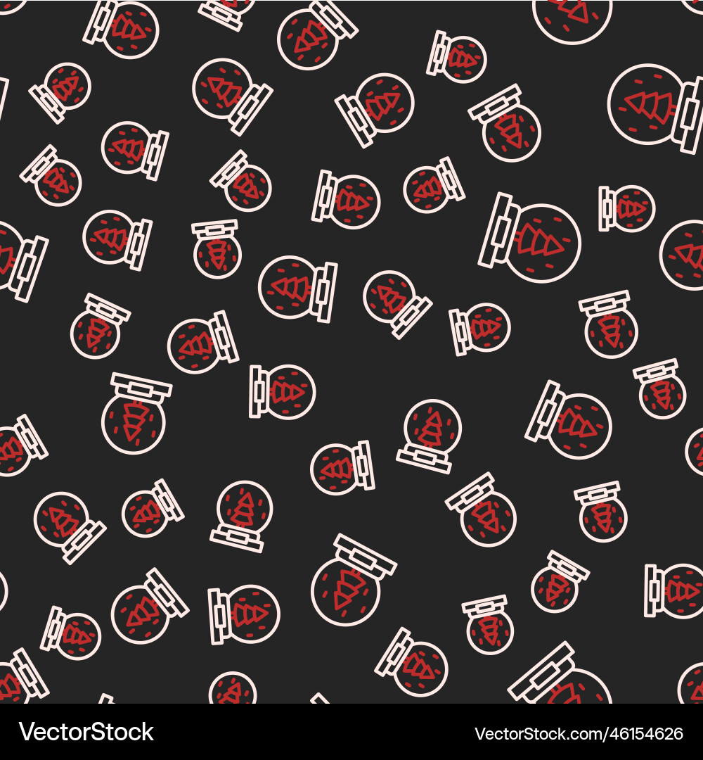 Line christmas snow globe with fallen snow Vector Image