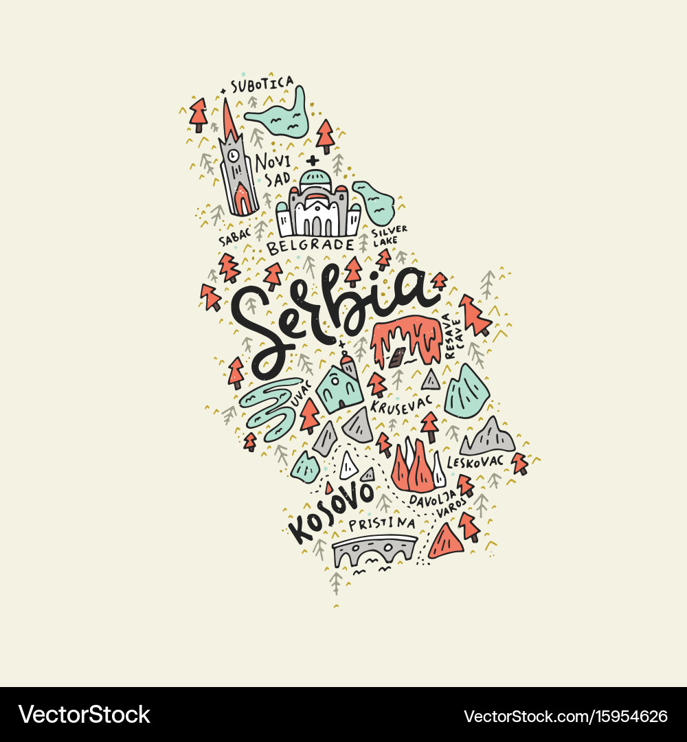 Map of serbia Royalty Free Vector Image - VectorStock