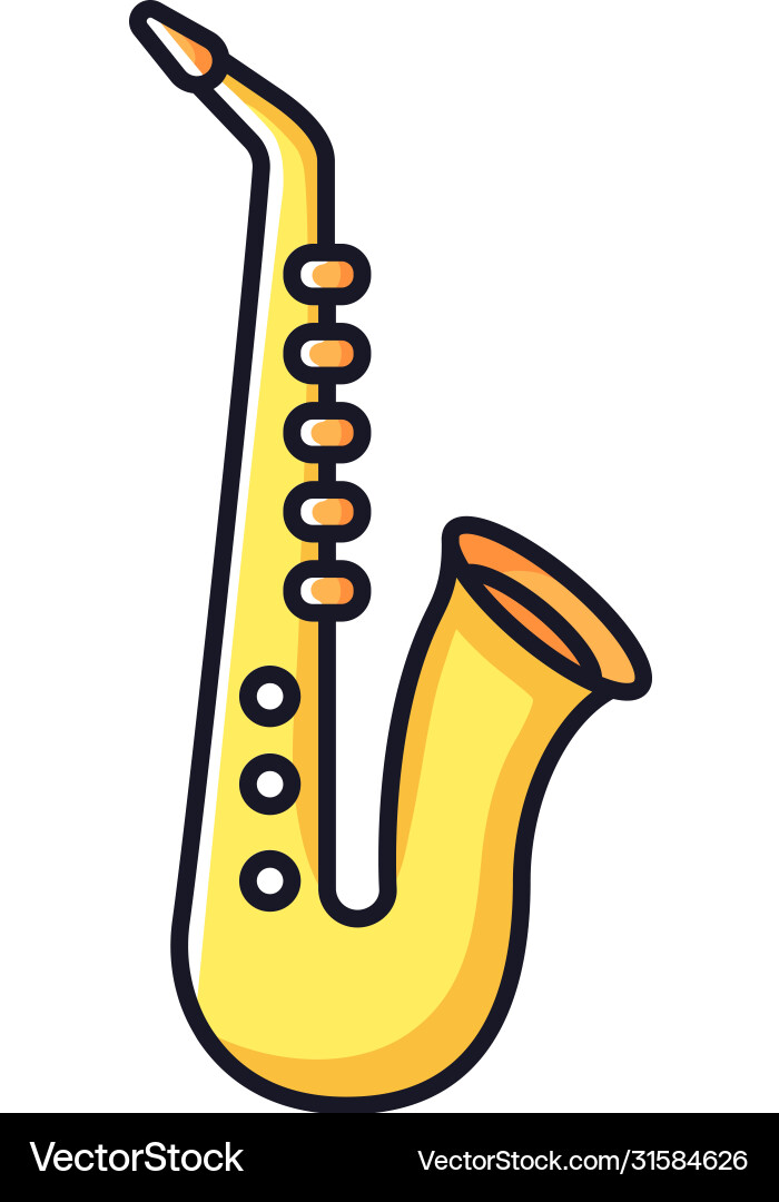 Saxophone rgb color icon Royalty Free Vector Image