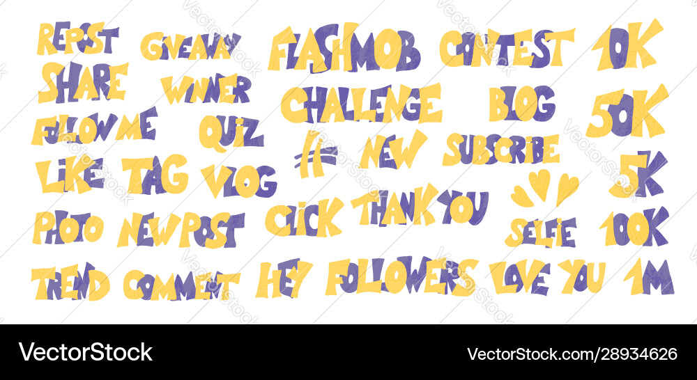 Social media networks quotes set text Royalty Free Vector