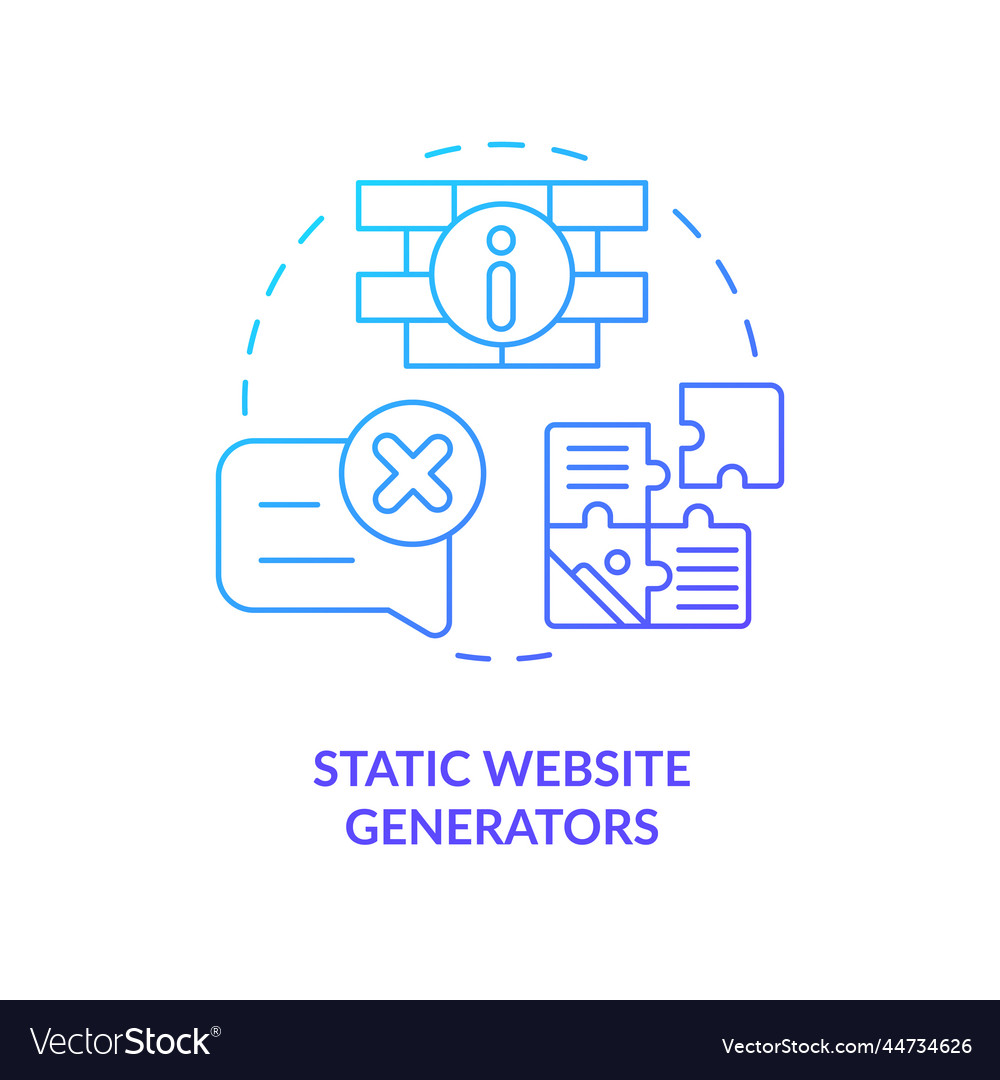 Static website generators blue gradient concept Vector Image
