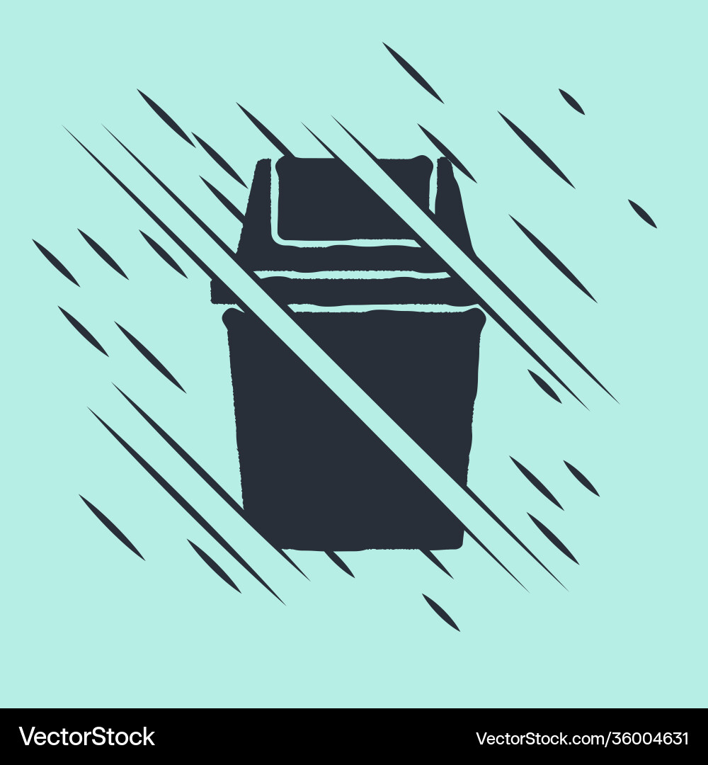 Black trash can icon isolated on green background Vector Image