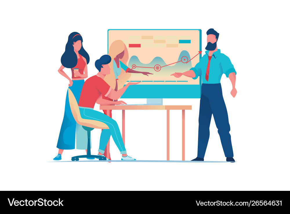 Businessme working on startup project in team Vector Image