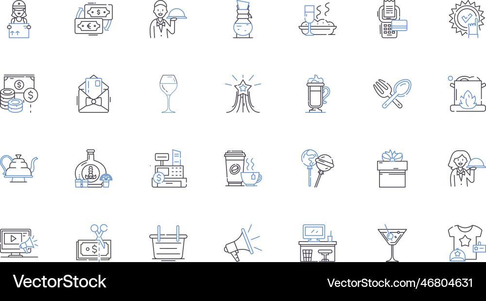 Diner line icons collection greasy comforting Vector Image