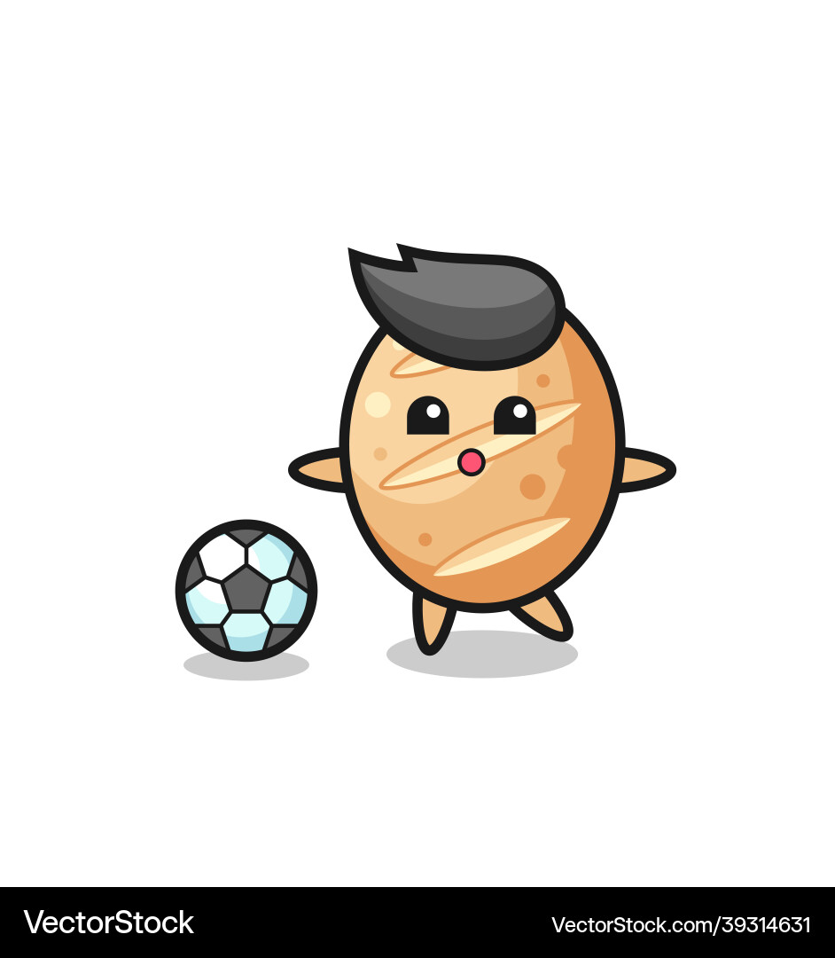 French bread cartoon is playing soccer Royalty Free Vector