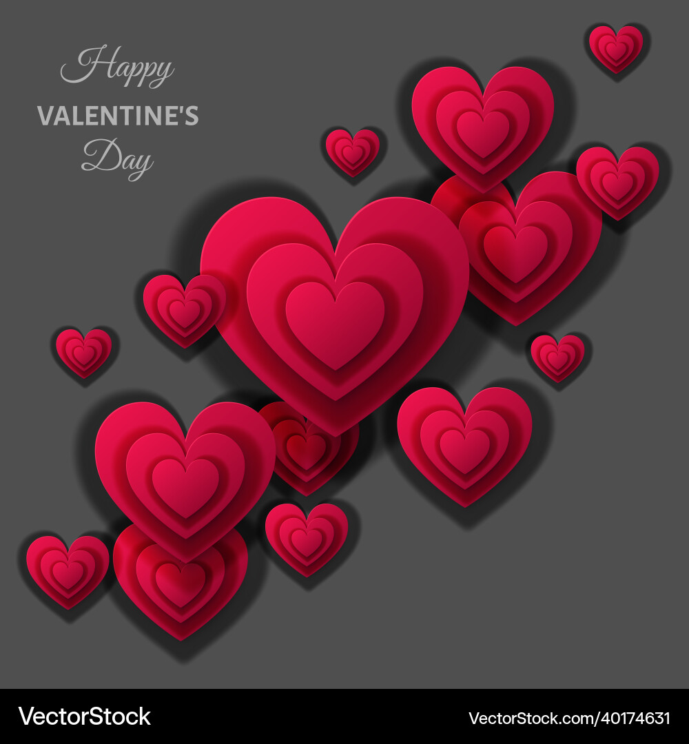 Happy valentines day gray background with pink Vector Image