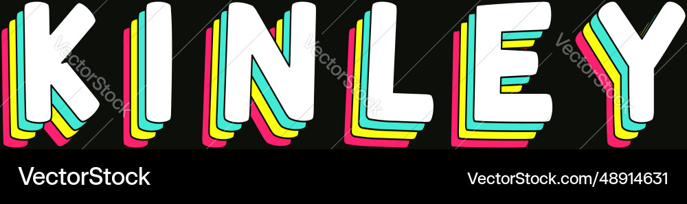 Kinley - retro rainbow typography faded style Vector Image