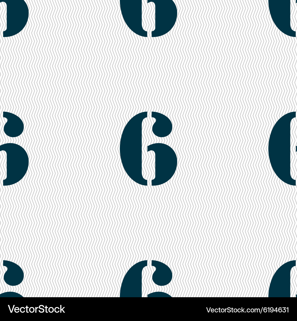 Number six icon sign seamless abstract background Vector Image