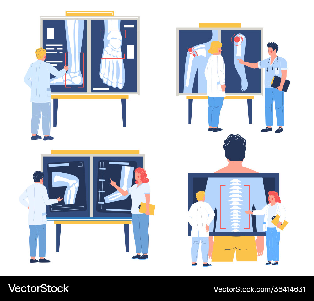 Osteopath examining xray pictures patient Vector Image