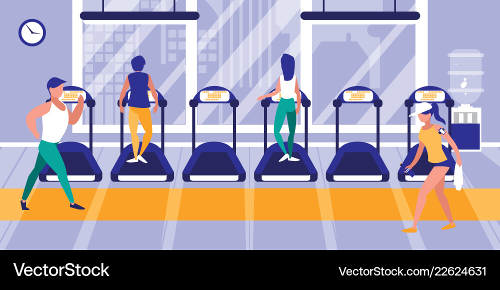 People on treadmill in gym icon Royalty Free Vector Image