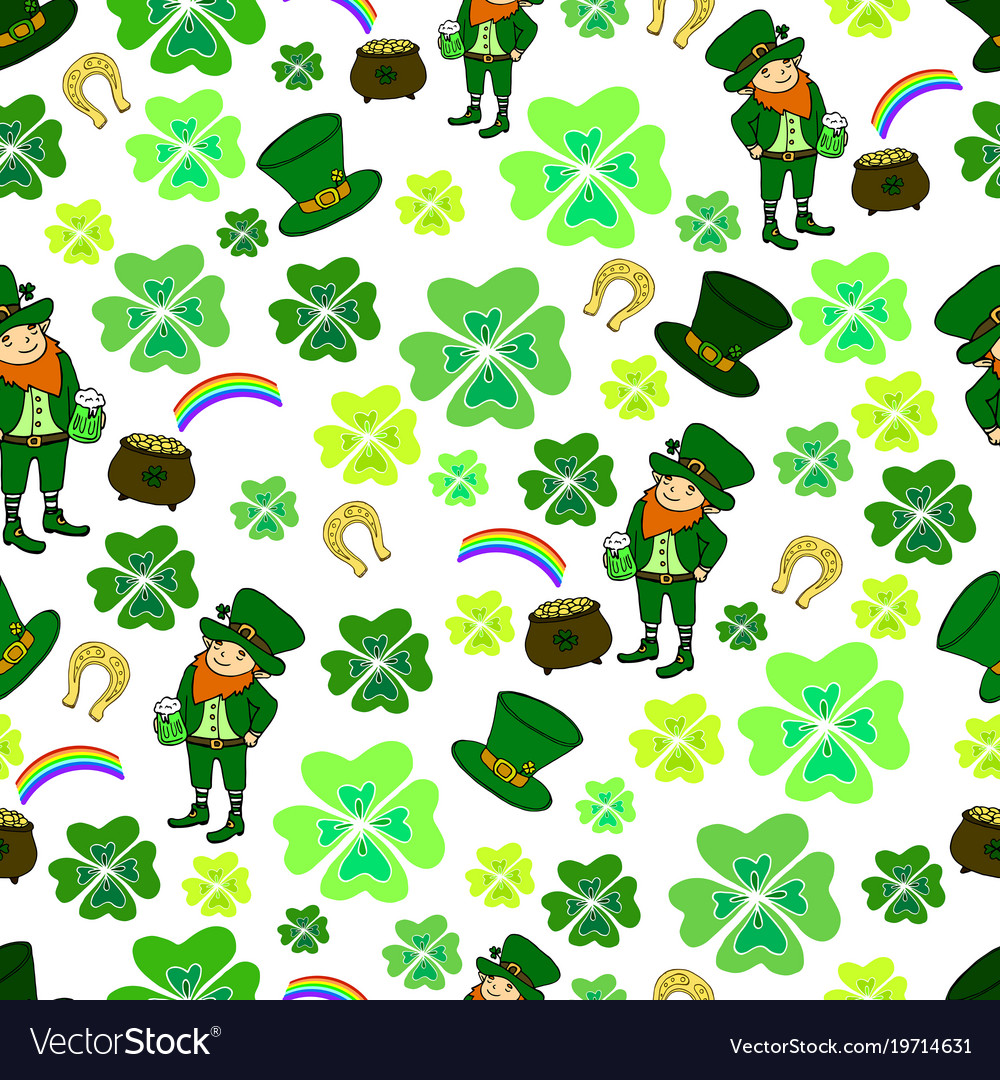 Seamless st patrick s day green leprechaun Vector Image