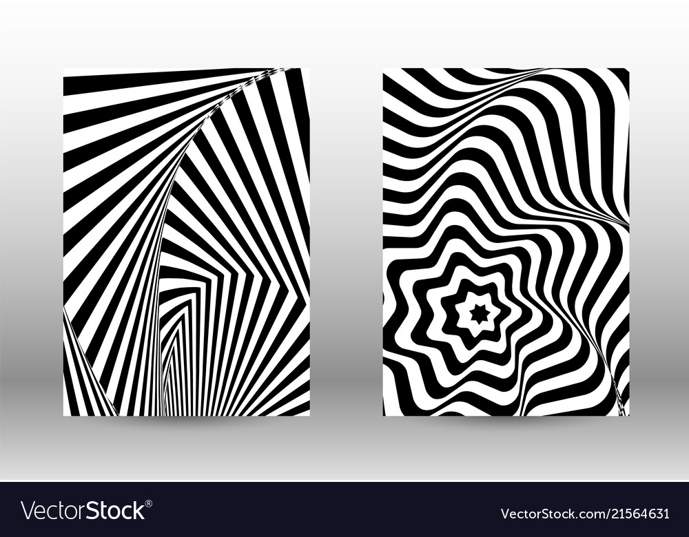 Set of abstract patterns with distorted lines Vector Image