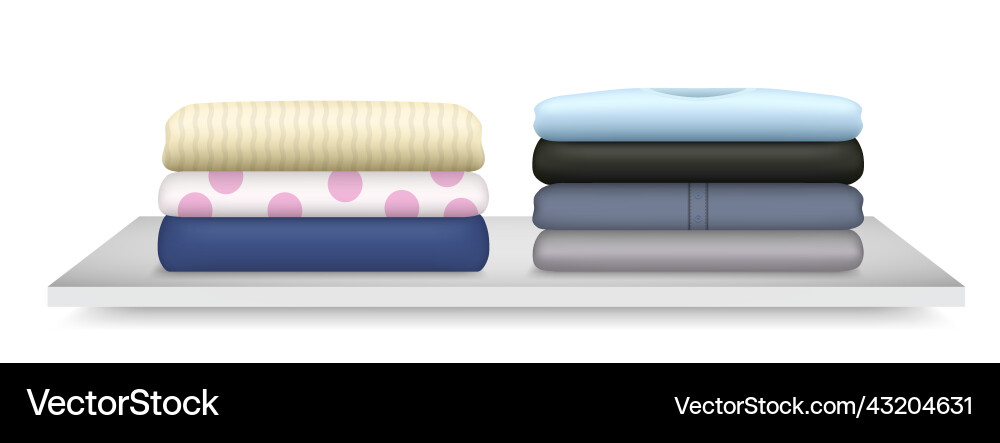 Set of realistic stacked clothes folding laundry Vector Image