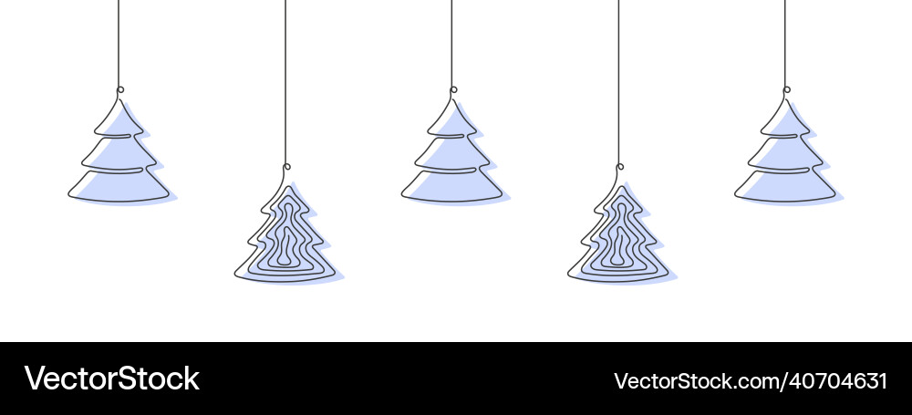 Single line style christmas trees christmas Vector Image