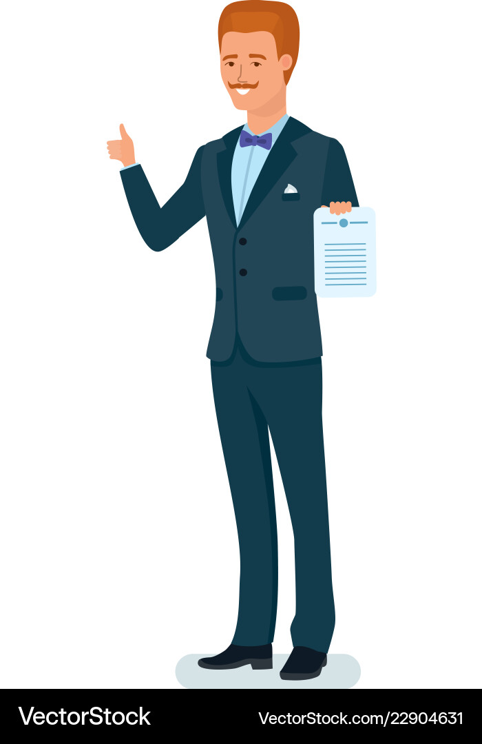 Smart graceful man cartoon character Royalty Free Vector