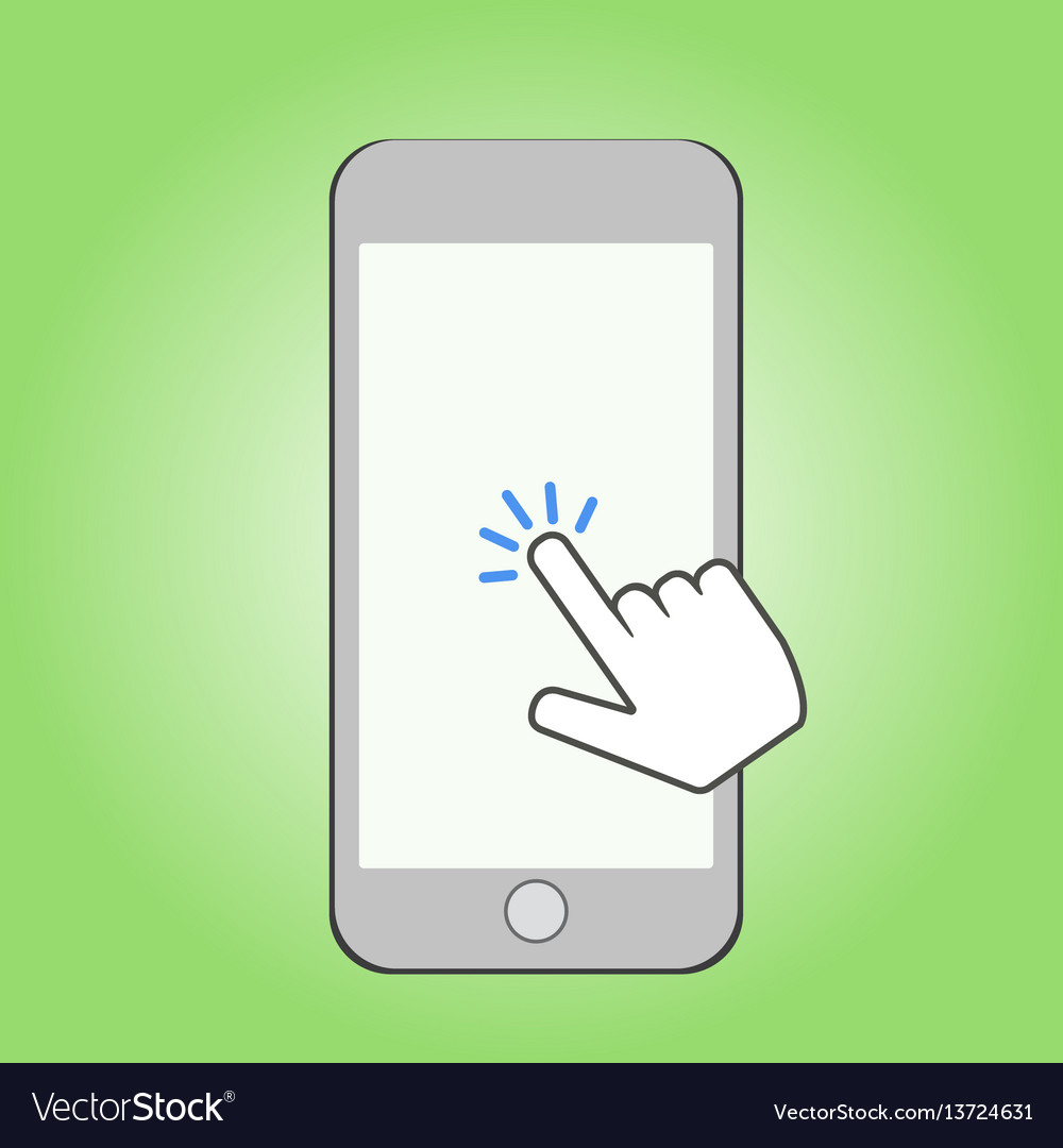 Smartphone and click cursor finger sign click Vector Image