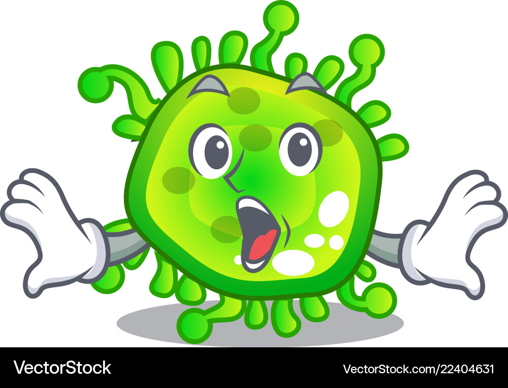 Surprised cartoon microbes on humans hand Vector Image
