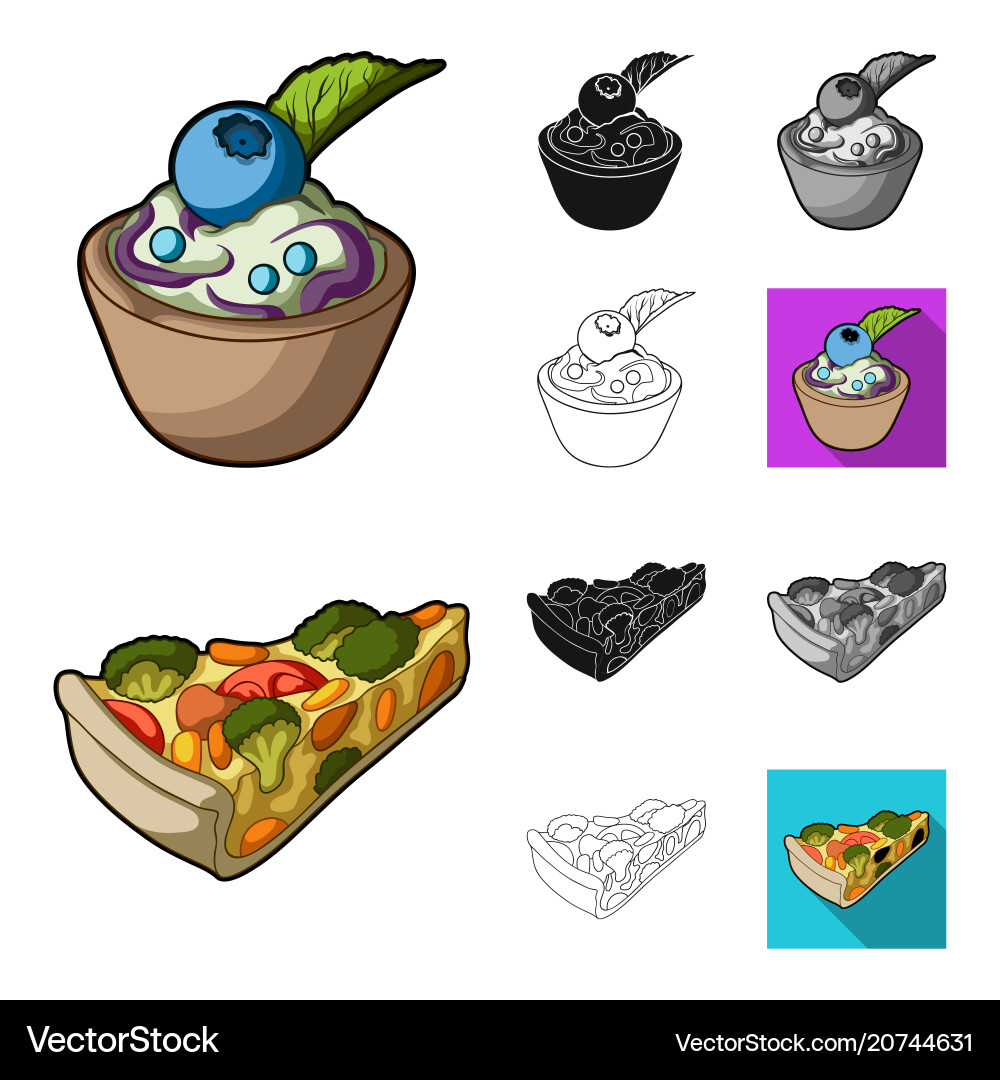 Vegetarian dish cartoonblackflatmonochrome Vector Image