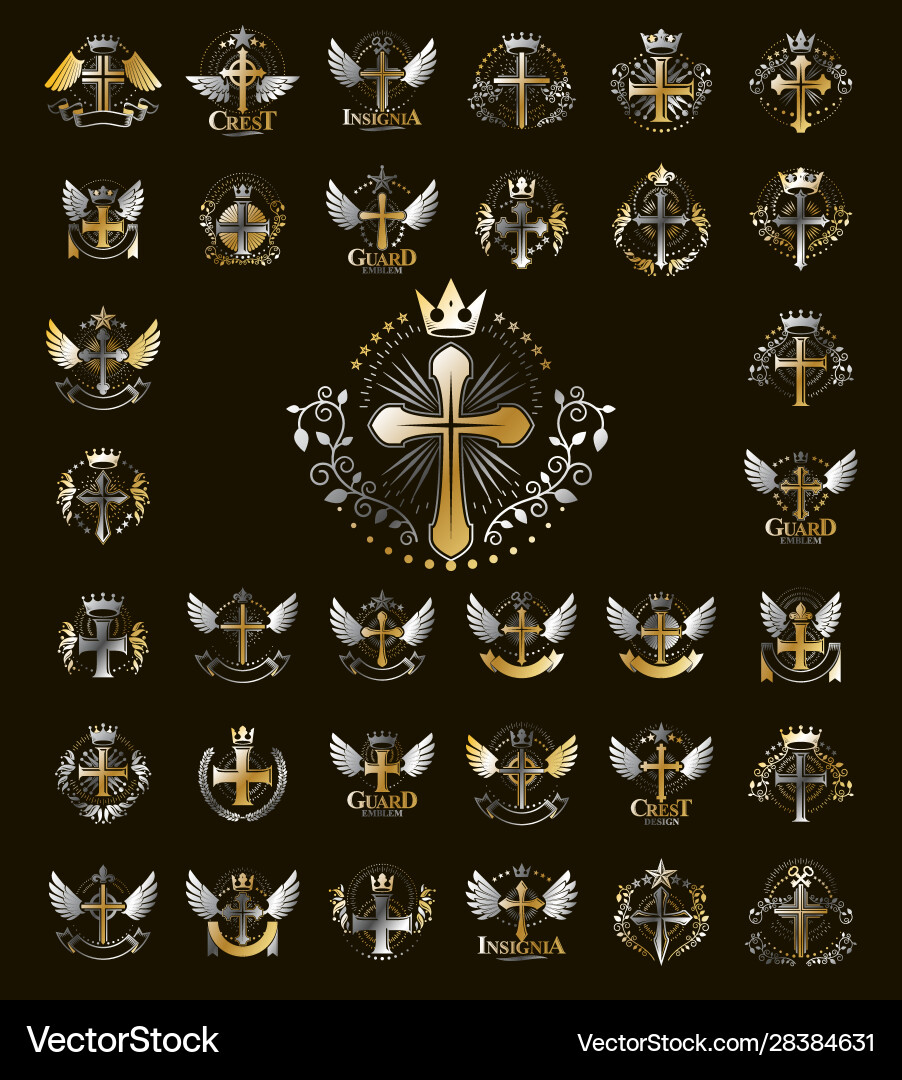 Vintage christian crosses logos or emblems Vector Image