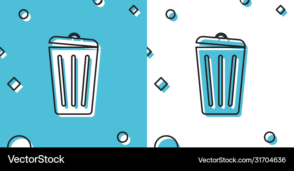 Black trash can icon isolated on blue and white Vector Image