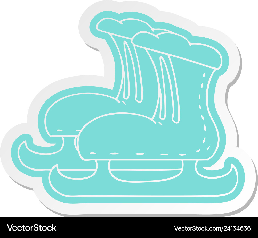 Cartoon sticker ice skate boots Royalty Free Vector Image
