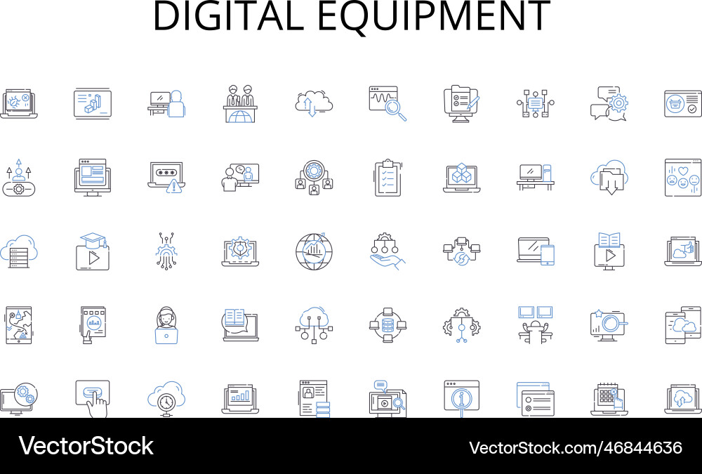 Digital equipment line icons collection Royalty Free Vector