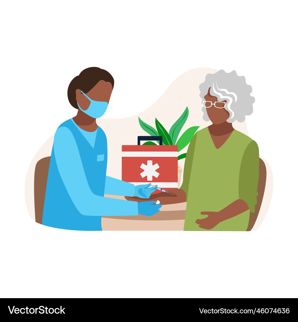 Doctor visits patient at home Royalty Free Vector Image