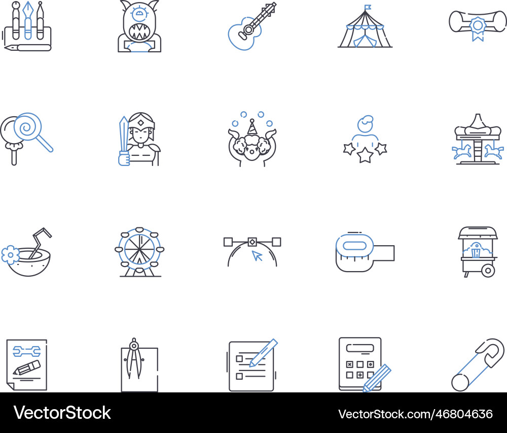 Dramatic art line icons collection theatre Vector Image