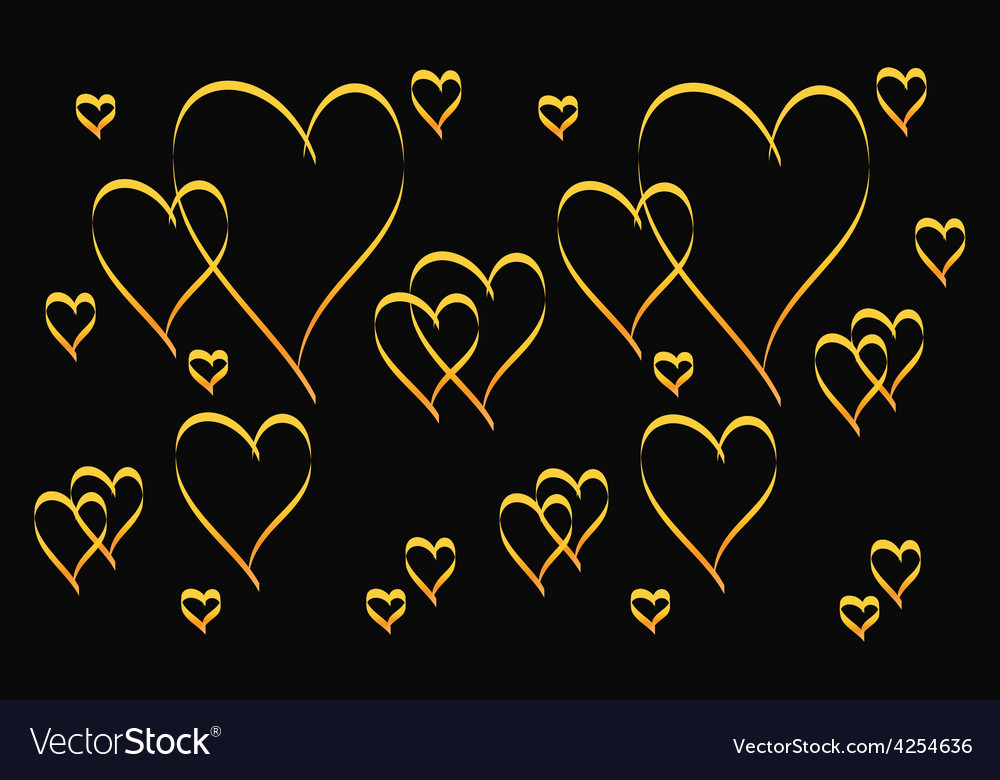 Gold heart shape pattern Royalty Free Vector Image