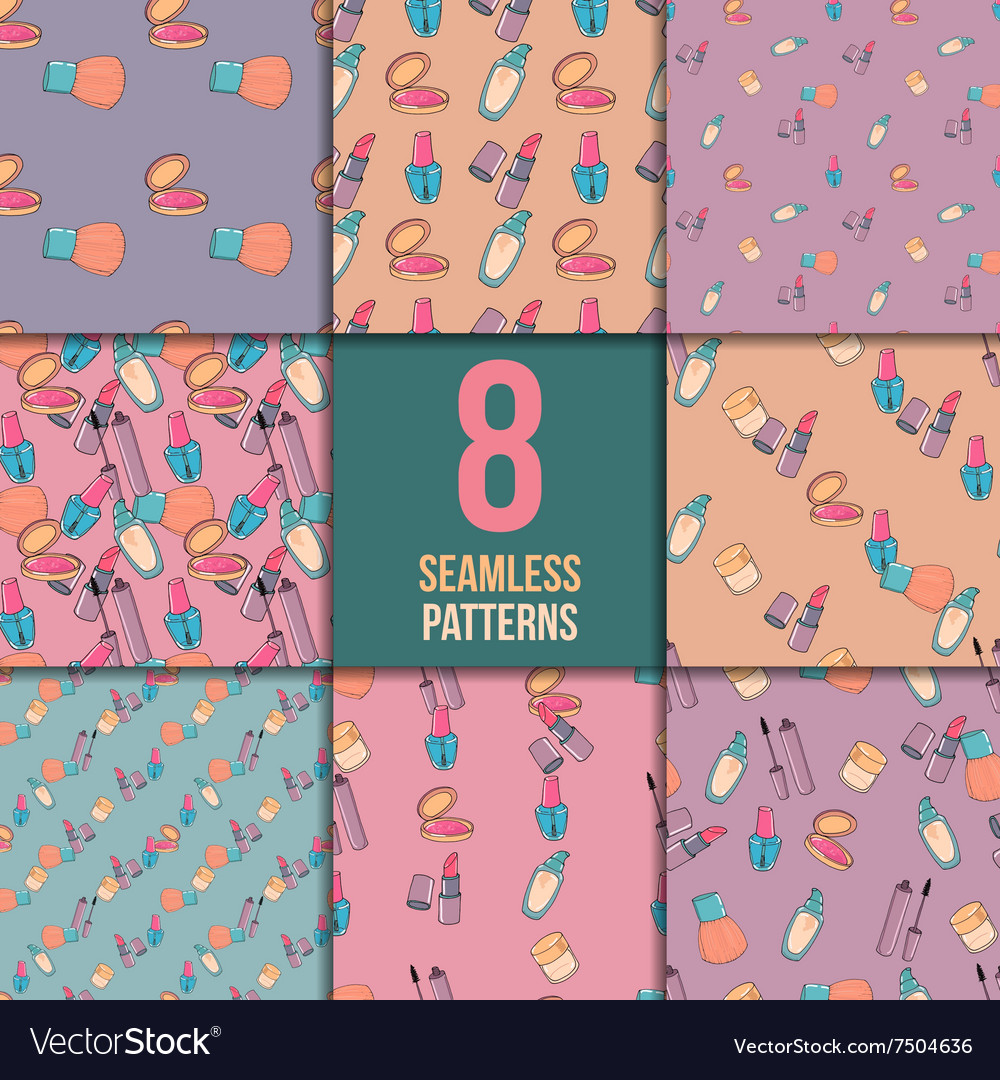 Makeup seamless pattern set Royalty Free Vector Image