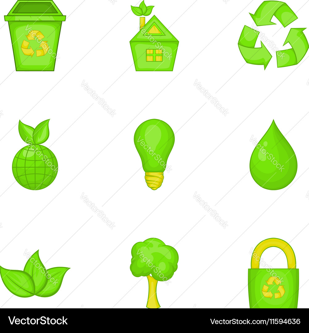 Natural environment icons set cartoon style Vector Image