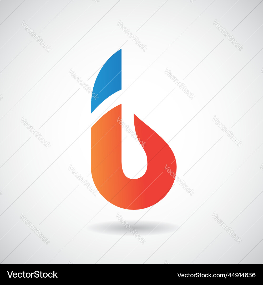Orange and blue key shaped bold round logo icon Vector Image