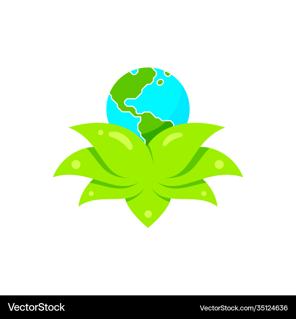 Planet earth inside lotus flower petals Royalty Free Vector